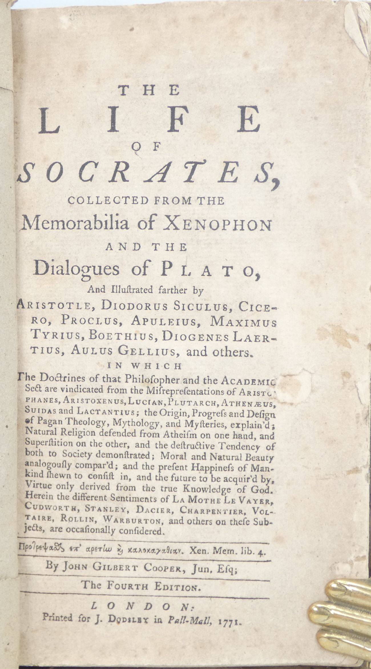 The Life of Socrates, collected from the Memorabilia of Xenophon and ...