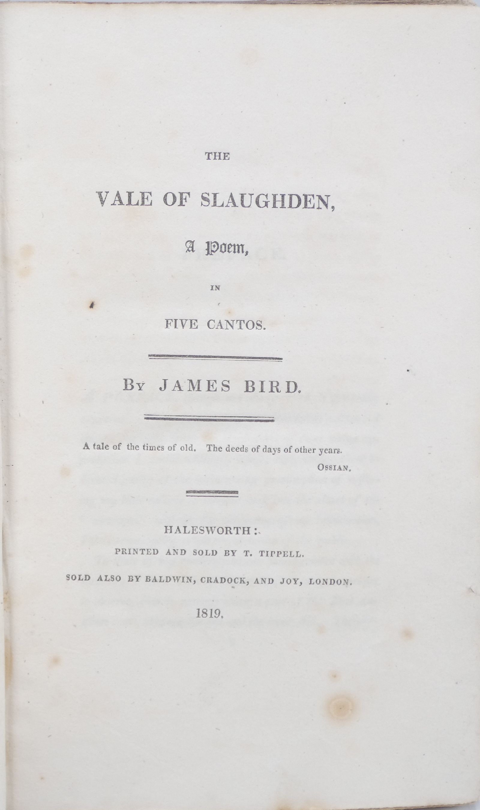 The Vale of Slaughden, a Poem, in Five Cantos.